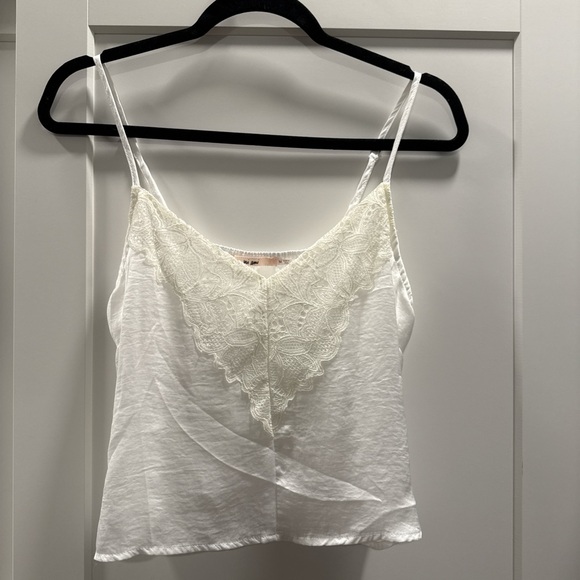 Tops | Elegant White Lace Trim Cami Top | Poshmark